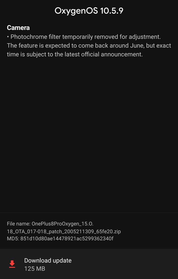 OnePlus 8 Pro X-Ray Vision camera filter removed in Oxygen OS 10.5.9 update