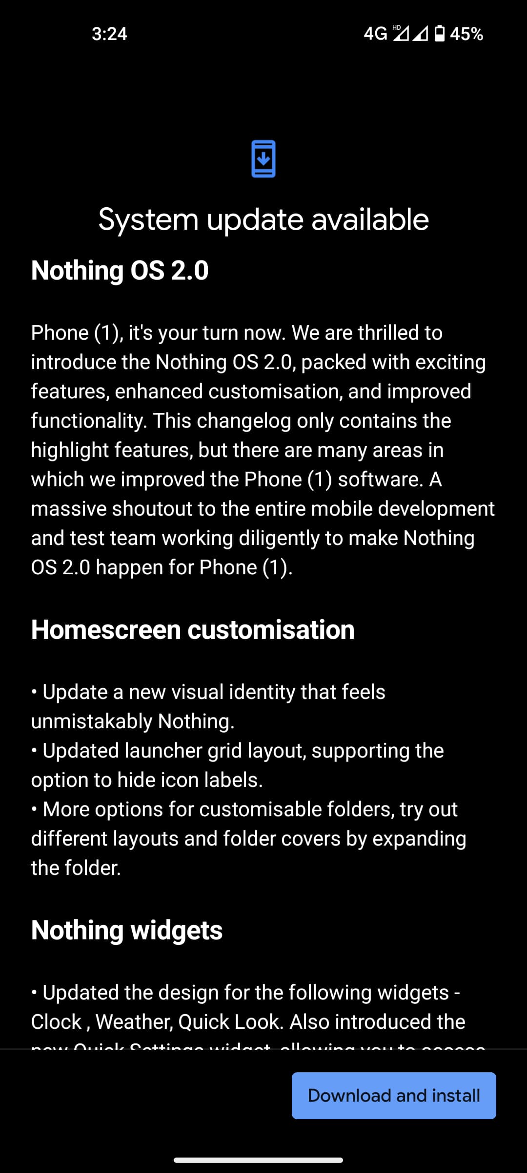 Official Stable Nothing OS 2.0 rolled out for Nothing Phone 1 [Download]